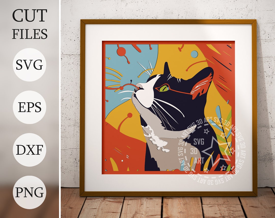 Black and White Cat 3d Shadow Box SVG, Pet Gift, Cricut Projects, Pet ...