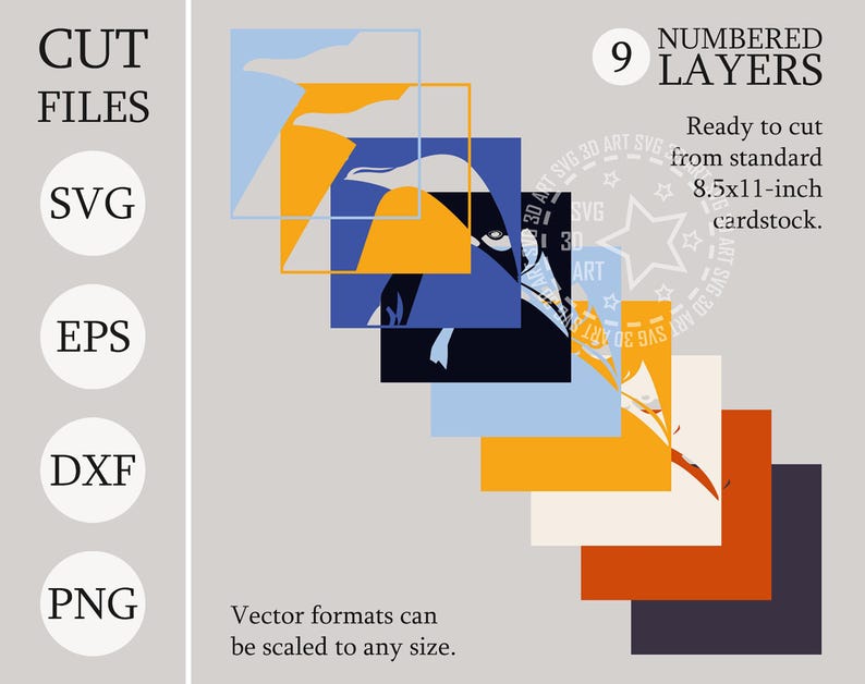 3D Penguin Portrait Shadow Box SVG: Layered Files for Cricut - Etsy