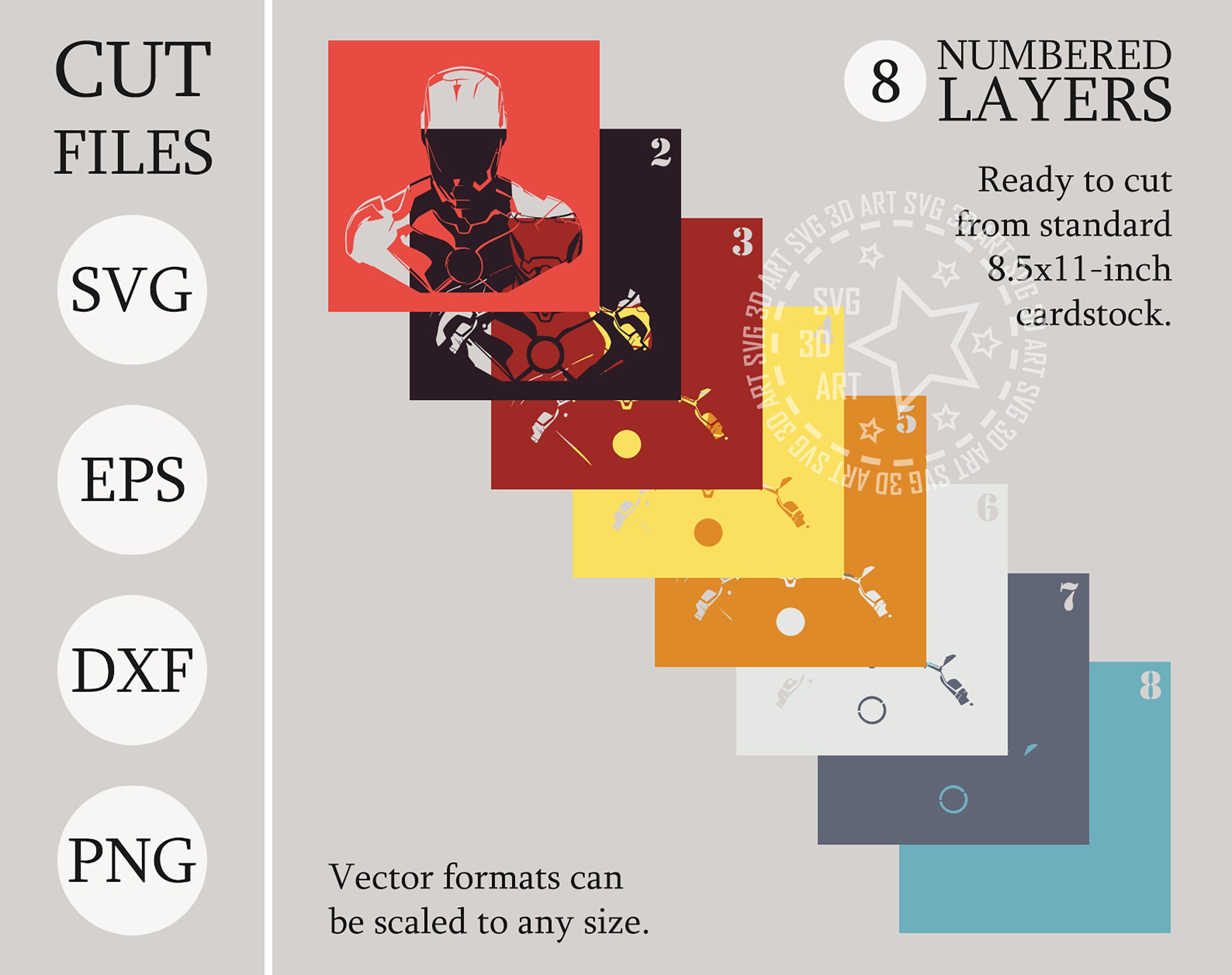 Iron Man 3D Shadow Box SVG: Layered Files for Cricut (digital Download ...