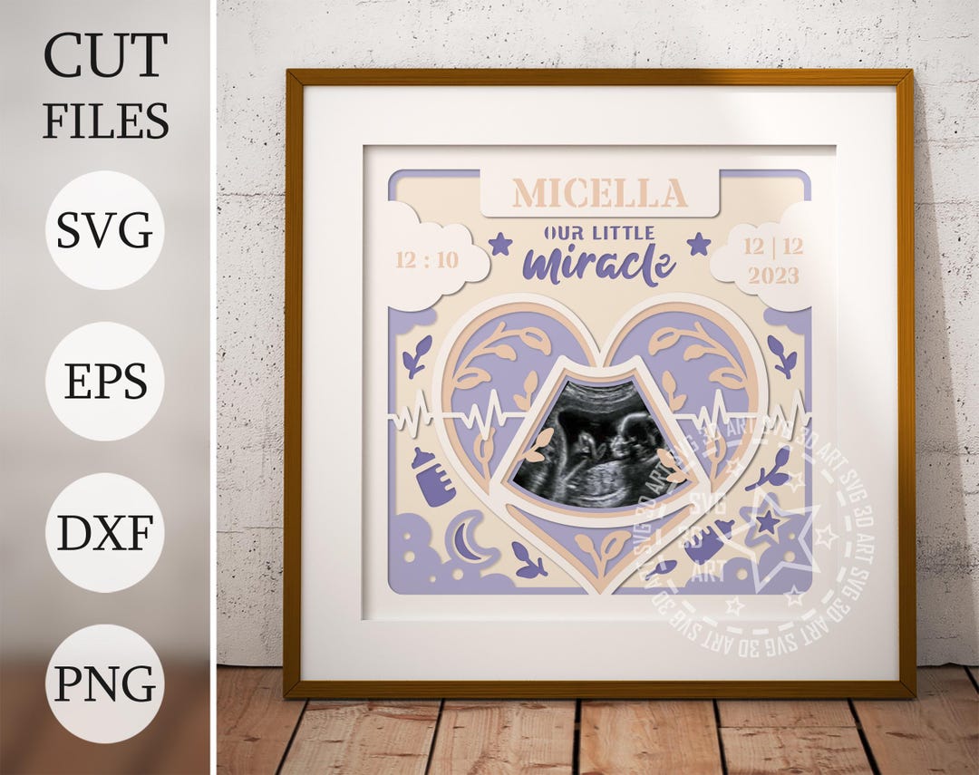 Baby Ultrasound Shadow Box SVG: Pregnancy Keepsake, Nursery Decor ...