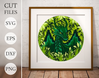 Green Dragon 3d Shadow Box SVG Layered Files for Cricut New - Etsy