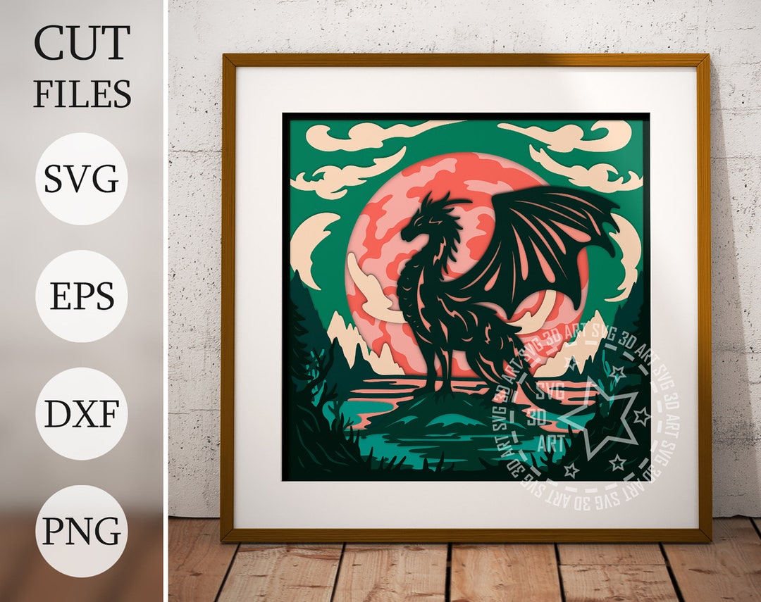 Green Dragon 3d Shadow Box SVG, Layered Files for Cricut, New Year ...