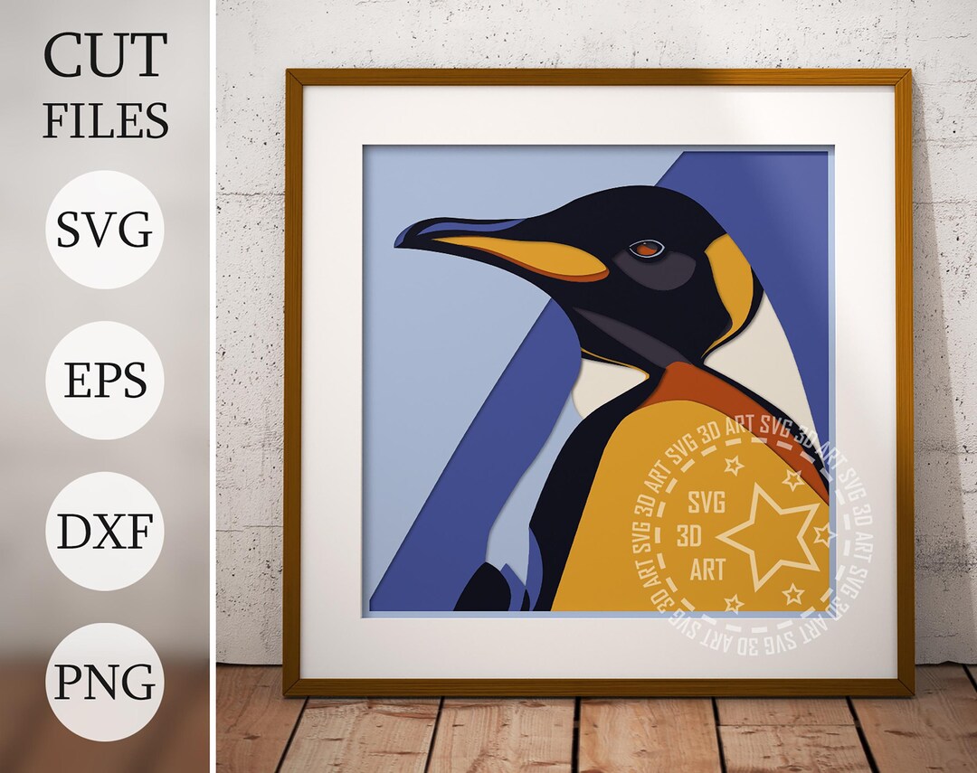 3D Penguin Portrait Shadow Box SVG: Layered Files for Cricut - Etsy
