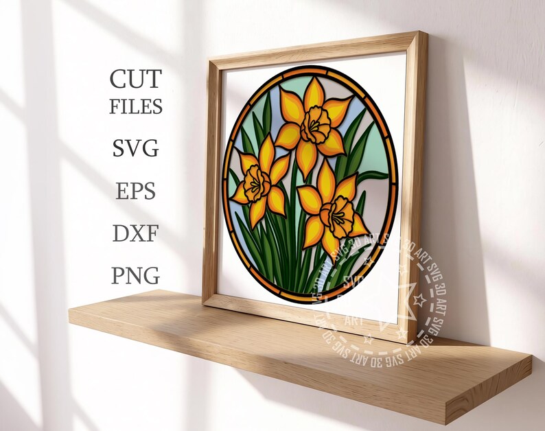 Stained Glass Daffodil Shadow Box SVG: March Birth Flower Papercraft ...