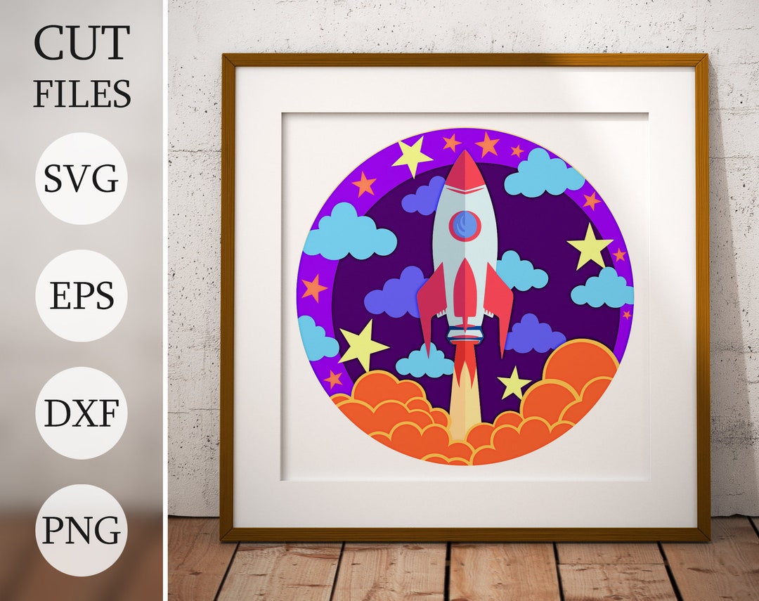 Space Rocket 3d Shadow Box SVG, Layered Files for Cricut, Cardstock SVG ...