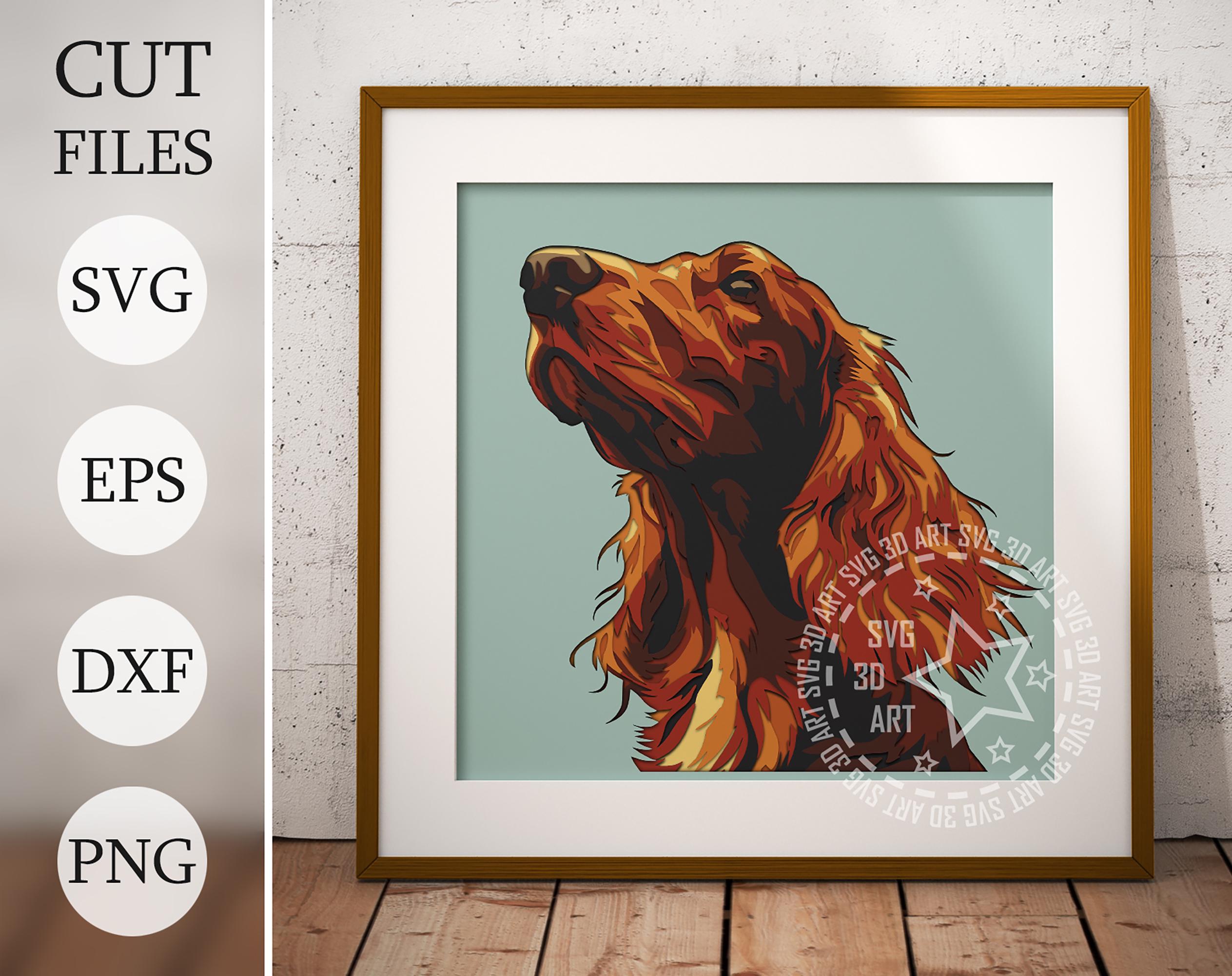 Irish Setter Dog 3D Shadow Box SVG: Pet Memorial Gift, Laser Cut Files ...