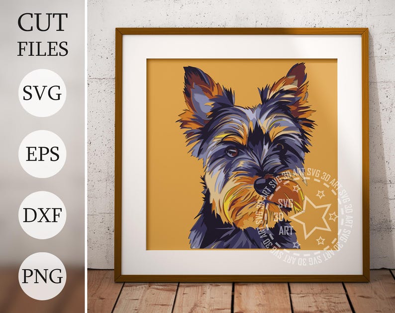 Yorkshire Terrier 3D Shadow Box SVG: Pet Memorial Gift, Laser Cut File ...
