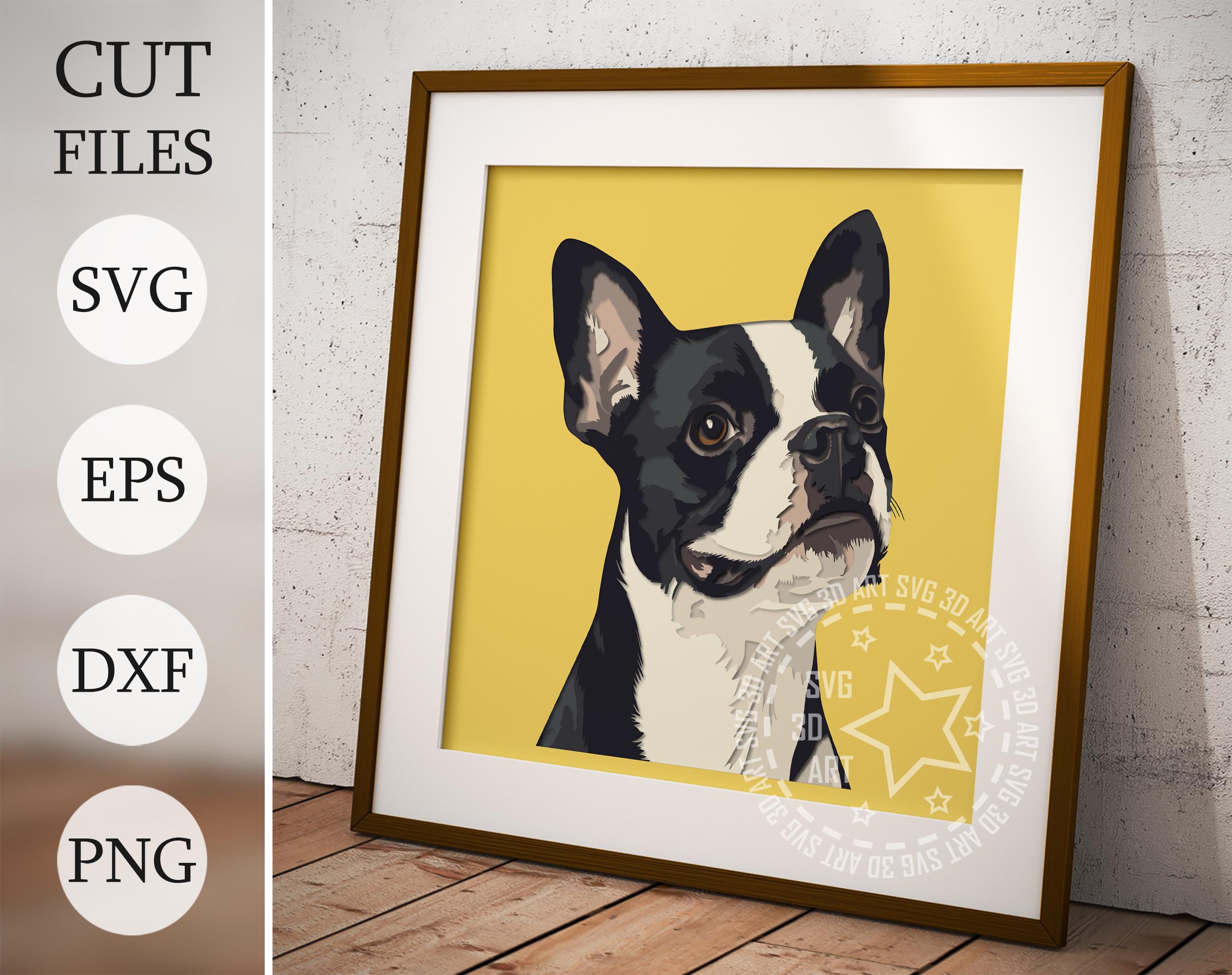 Boston Terrier 3D Shadow Box SVG: Pet Memorial Gift (digital Download ...
