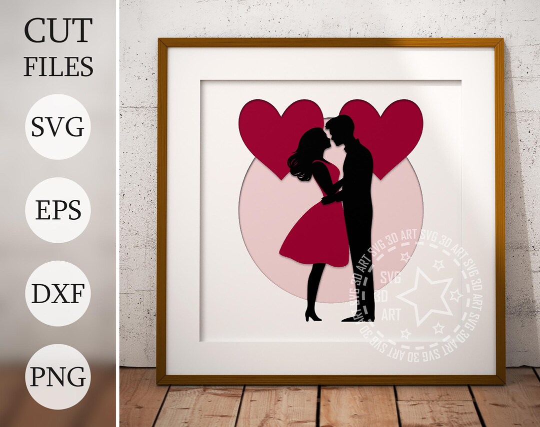Couples Shadow Box SVG: Valentine's Day Layered Files (digital Download ...