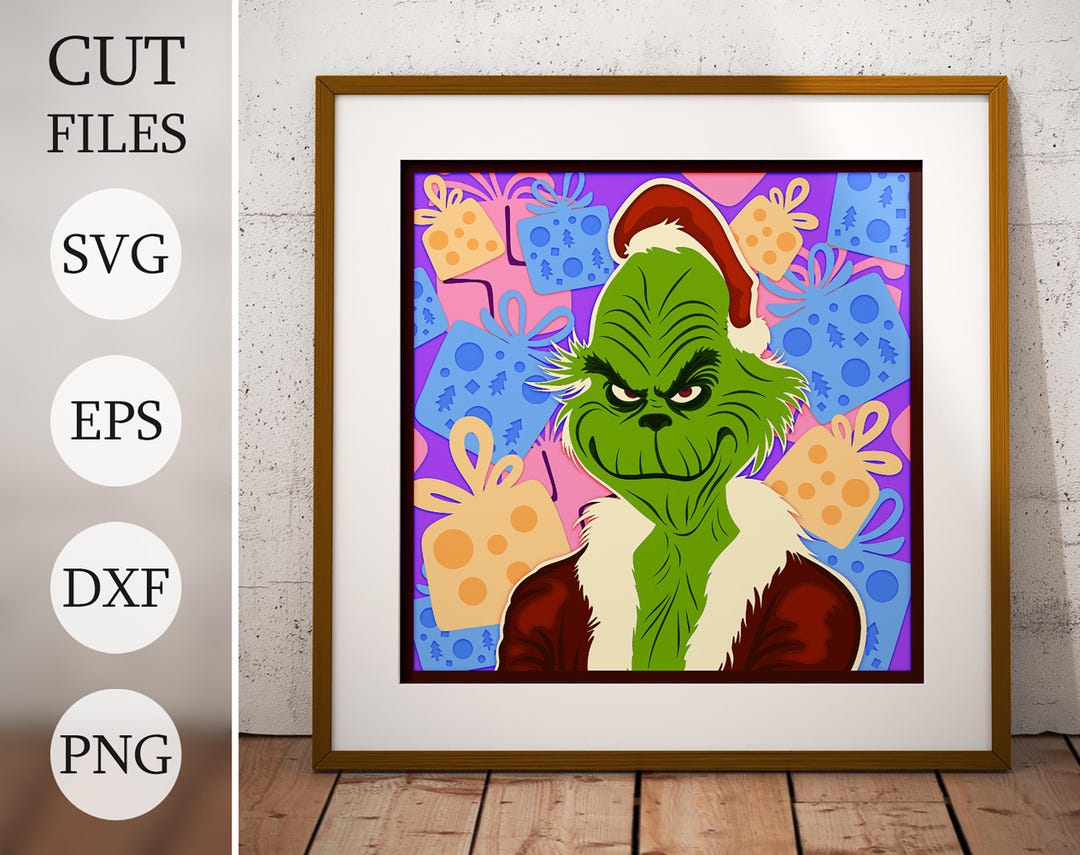 The Grinch 3d Christmas Shadow Box SVG, Layered Files for Cricut ...