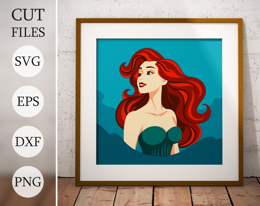 Ariel 3D Shadow Box SVG: Little Mermaid Layered Files (digital Download ...
