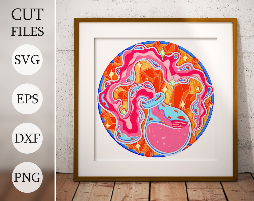 Halloween Magic Potion 3d Shadow Box SVG, Witchcraft, Layered Files for ...