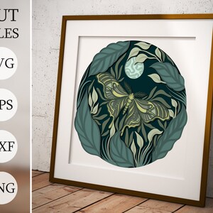 Luna Moth 3D Shadow Box SVG: Layered Cardstock, Cricut, Laser Cut ...
