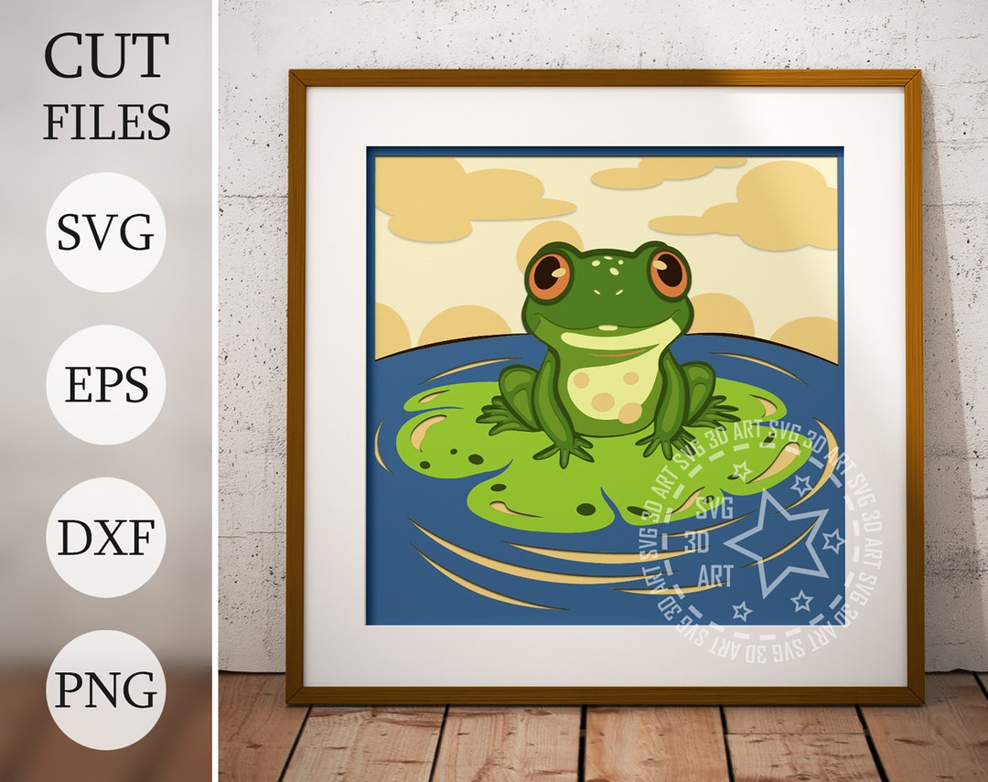Frog 3d Shadow Box SVG, Layered Files for Cricut, Cardstock SVG, Frog ...