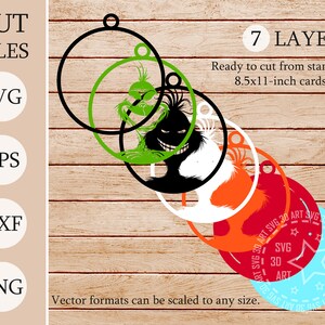 Der Grinch 3d Weihnachten Shadow Box SVG, Layered-Dateien für Cricut ...