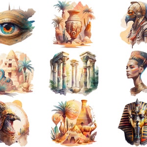 Watercolor Ancient Egypt PNG Clipart Bundle Scrapbooking - Etsy