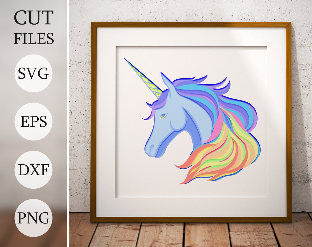 Rainbow Unicorn 3d Shadow Box SVG, Layered Files for Cricut, Cardstock ...
