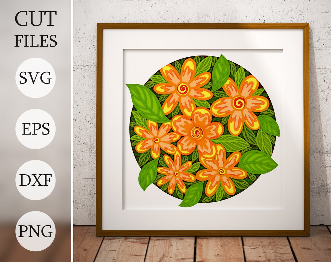 Spring Orange Flowers 3D Shadow Box SVG, Layered Svg, Laser Cut Files ...