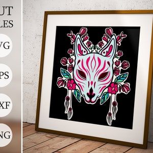 Kitsune Fox Mask 3d Shadow Box SVG, Layered Files for Cricut, Cardstock ...