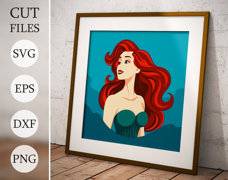 The Little Mermaid Ariel 3d Shadow Box SVG, Layered Files for Cricut ...