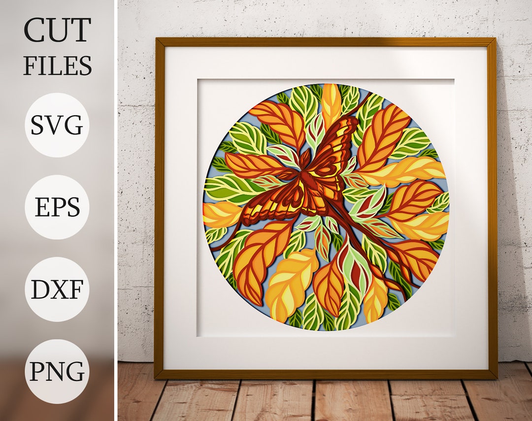 Luna Moth 3D Shadow Box SVG: Layered Leaves, Cricut Files (digital ...