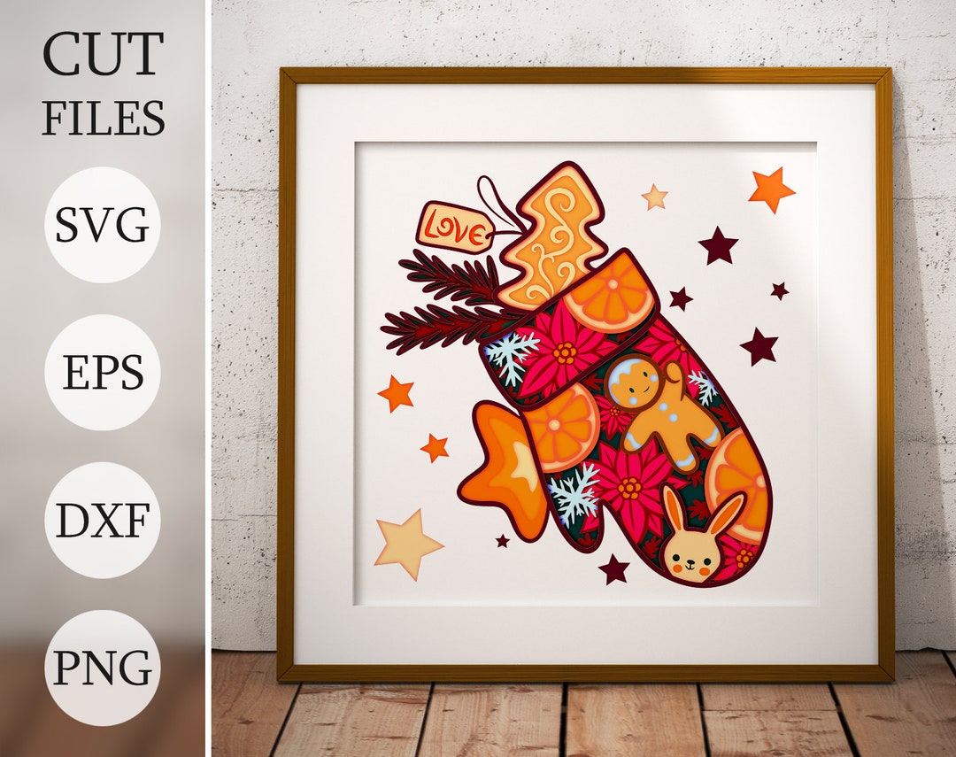 Christmas Mitten 3d Shadow Box SVG, Layered Files for Cricut, Cardstock ...