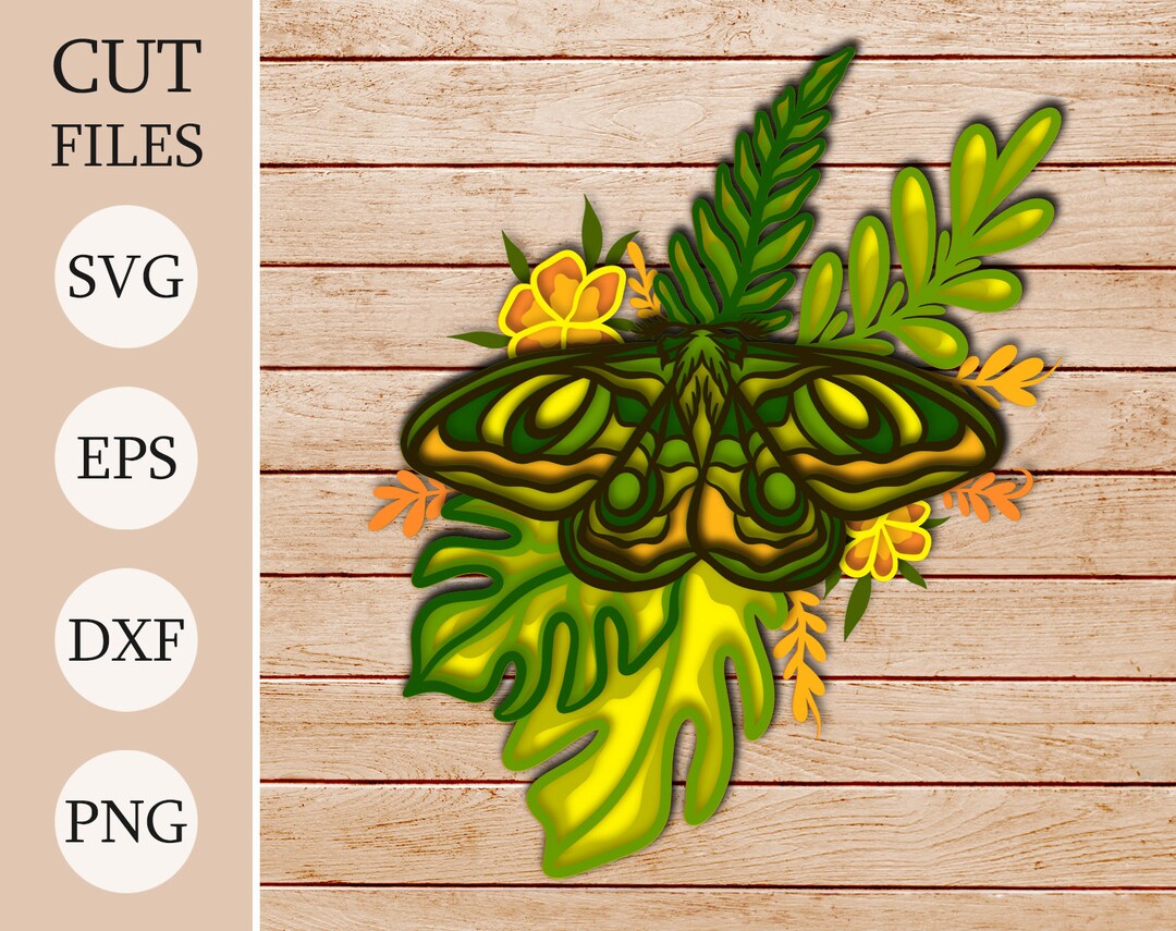 Cecropia Moth 3D Shadow Box SVG: Layered Cardstock, Laser Cut - Etsy