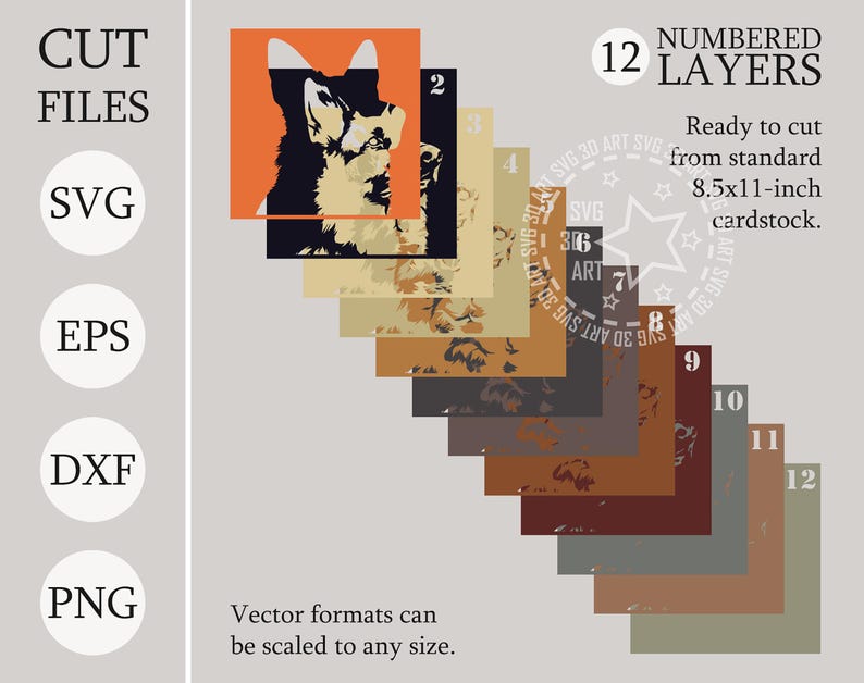 German Shepherd 3D Shadow Box SVG: Pet Memorial Gift, Laser Cut File - Etsy