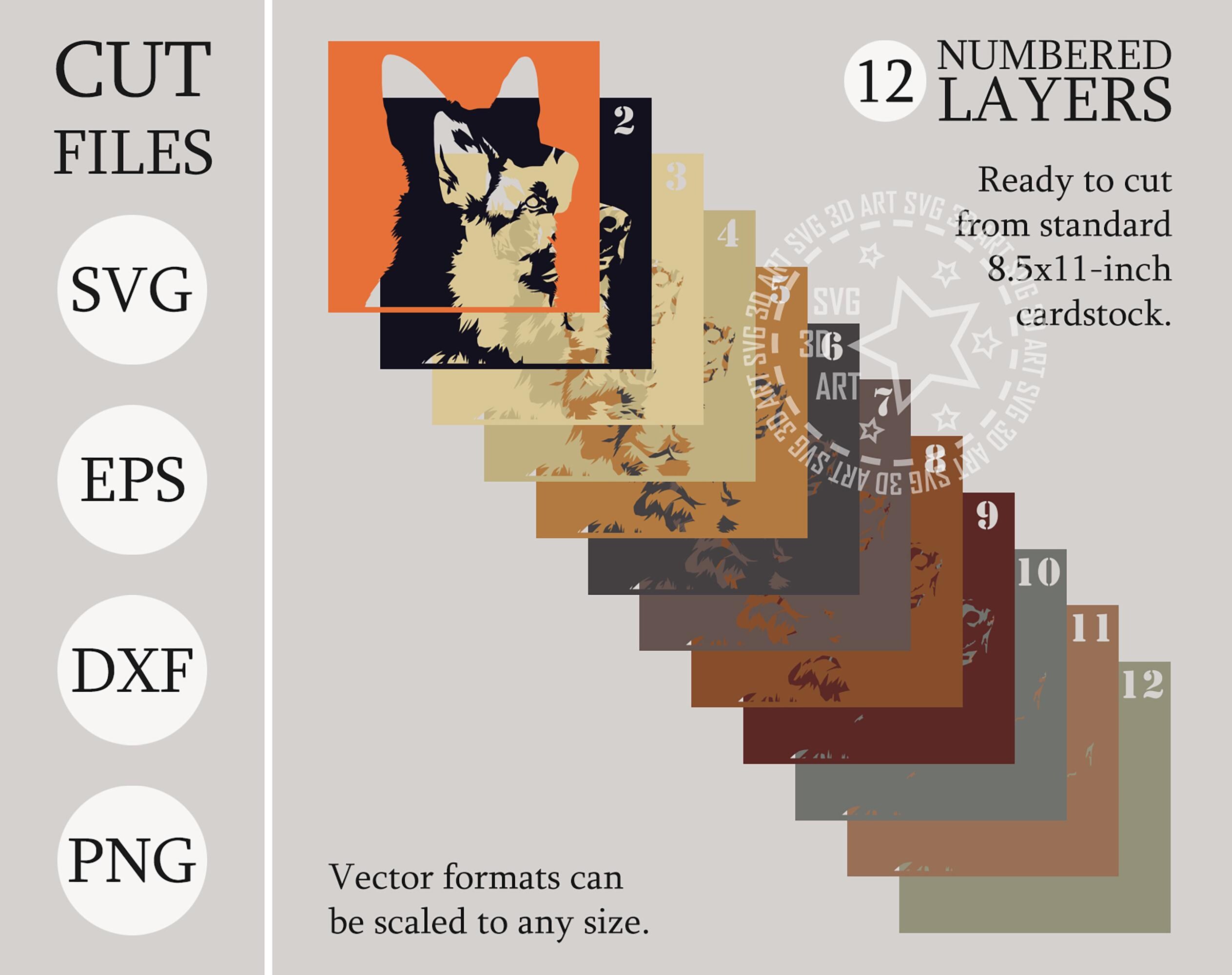 German Shepherd 3D Shadow Box SVG: Pet Memorial Gift, Laser Cut File - Etsy