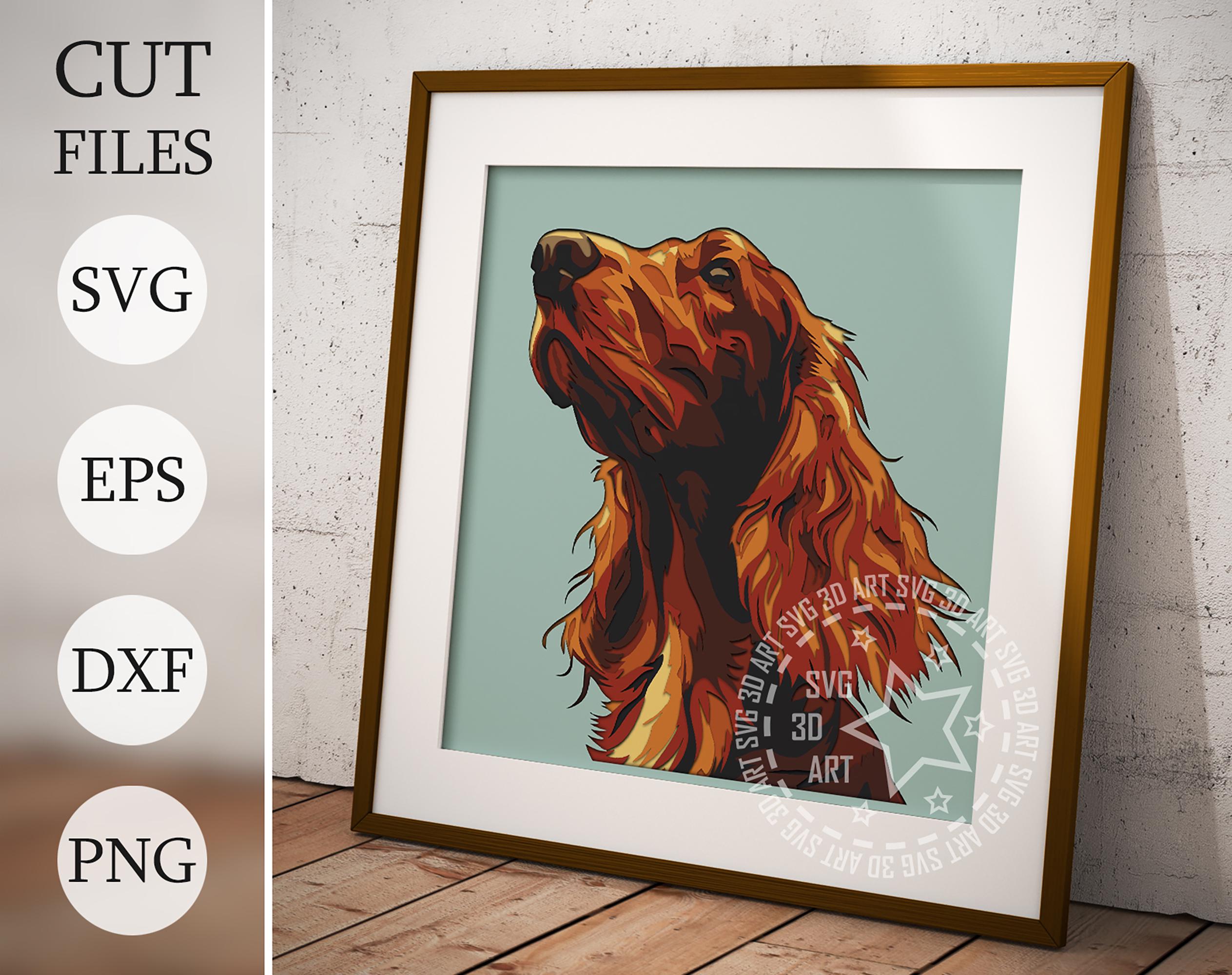Irish Setter Dog 3D Shadow Box SVG: Pet Memorial Gift, Laser Cut Files ...
