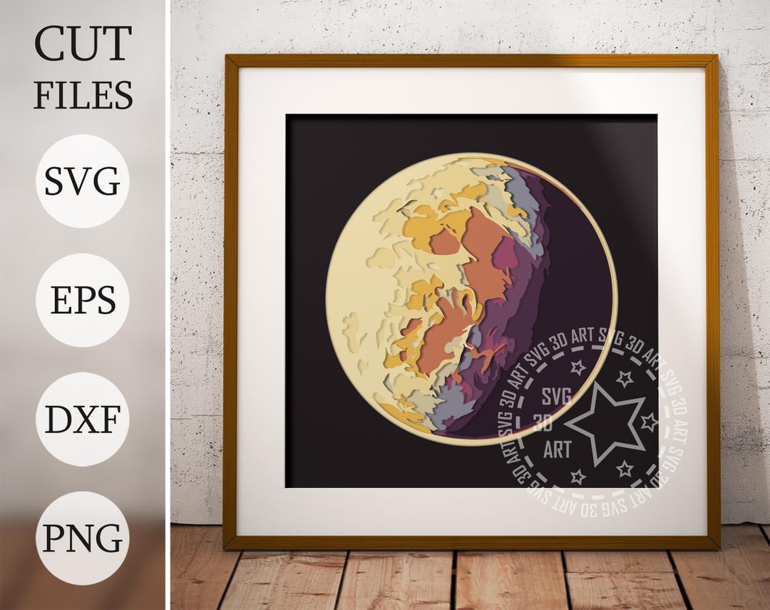 3D Planet Shadow Box SVG: Layered Space Decor Template (digital ...
