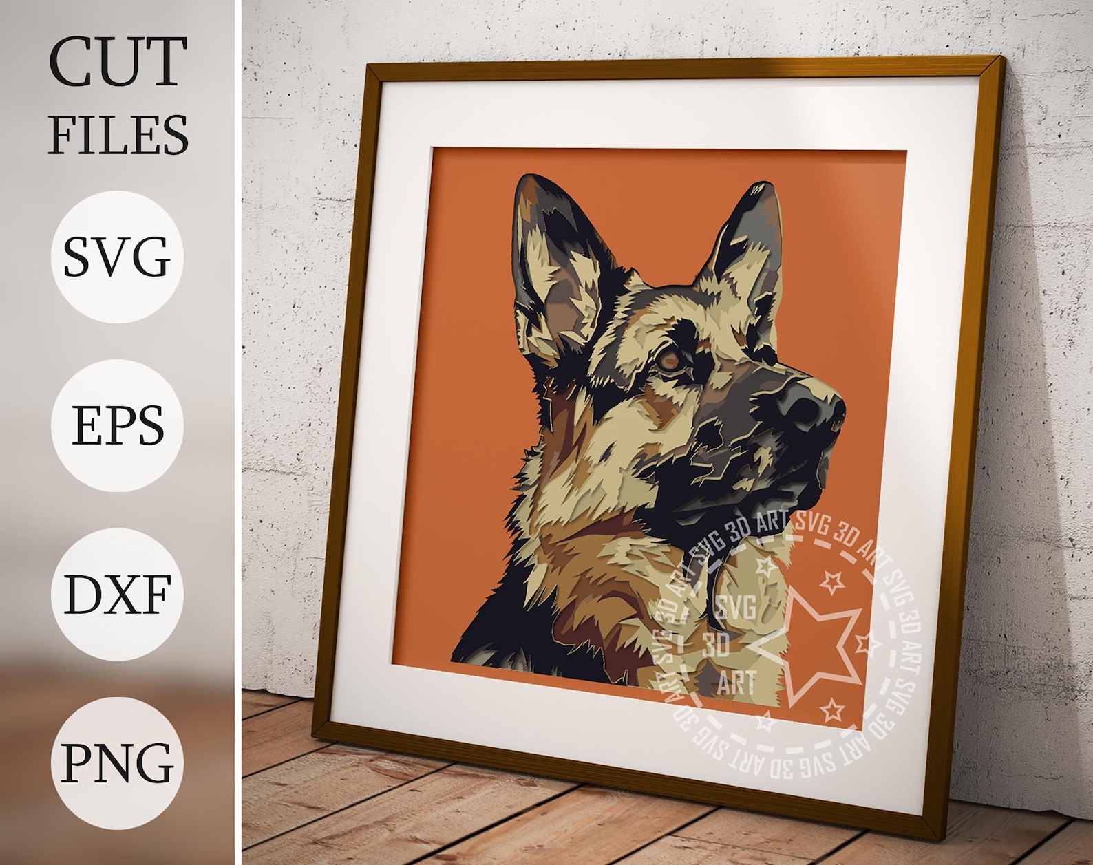 German Shepherd 3D Shadow Box SVG: Pet Memorial Gift, Laser Cut File - Etsy