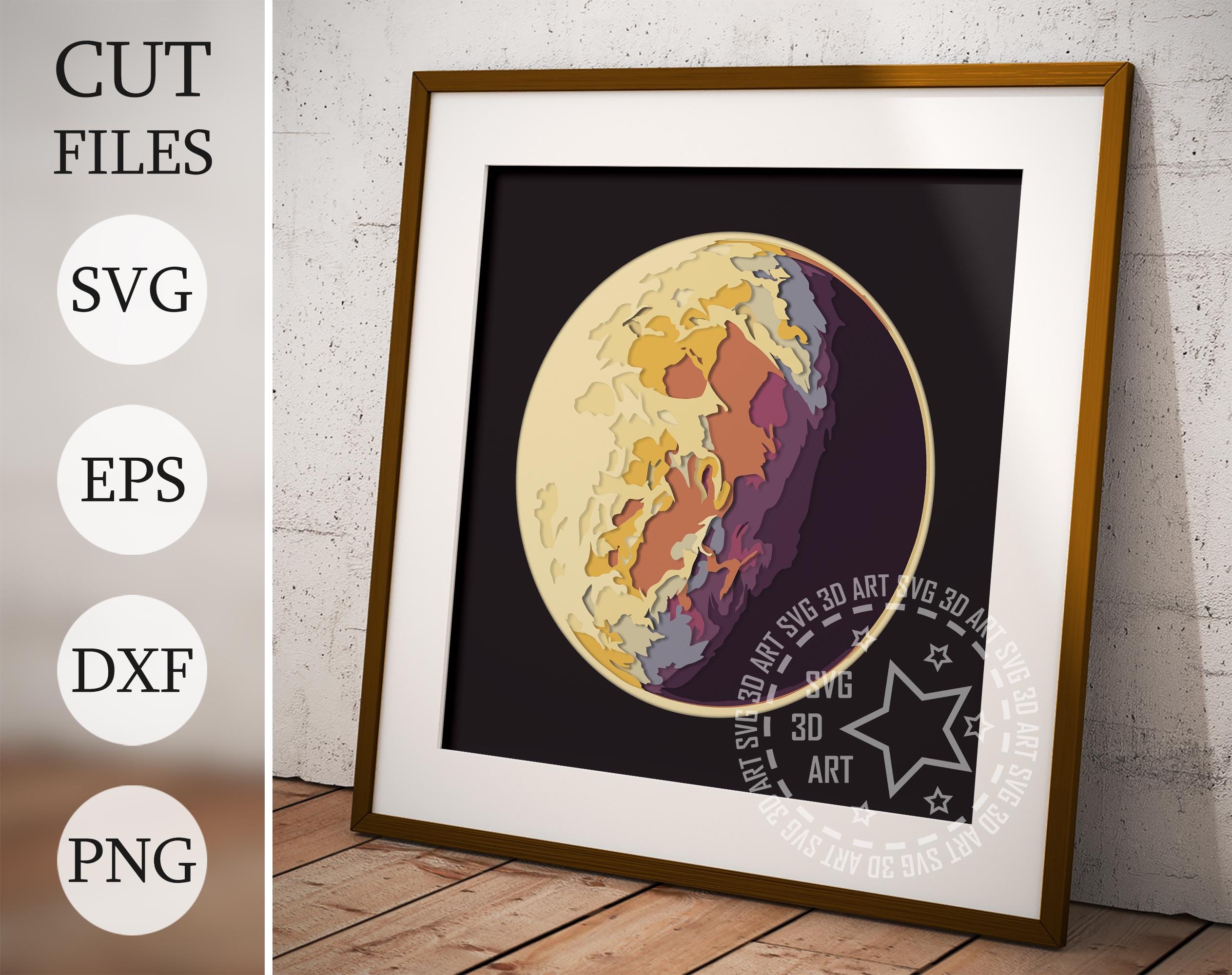 3D Planet Shadow Box SVG: Layered Space Decor Template (digital ...