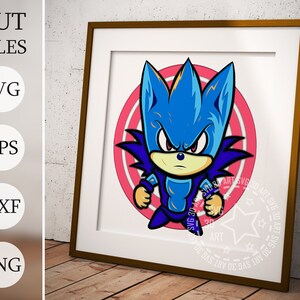 Sonic 3d Shadow Box SVG, Layered Files for Cricut, Blue Sonic Cardstock ...