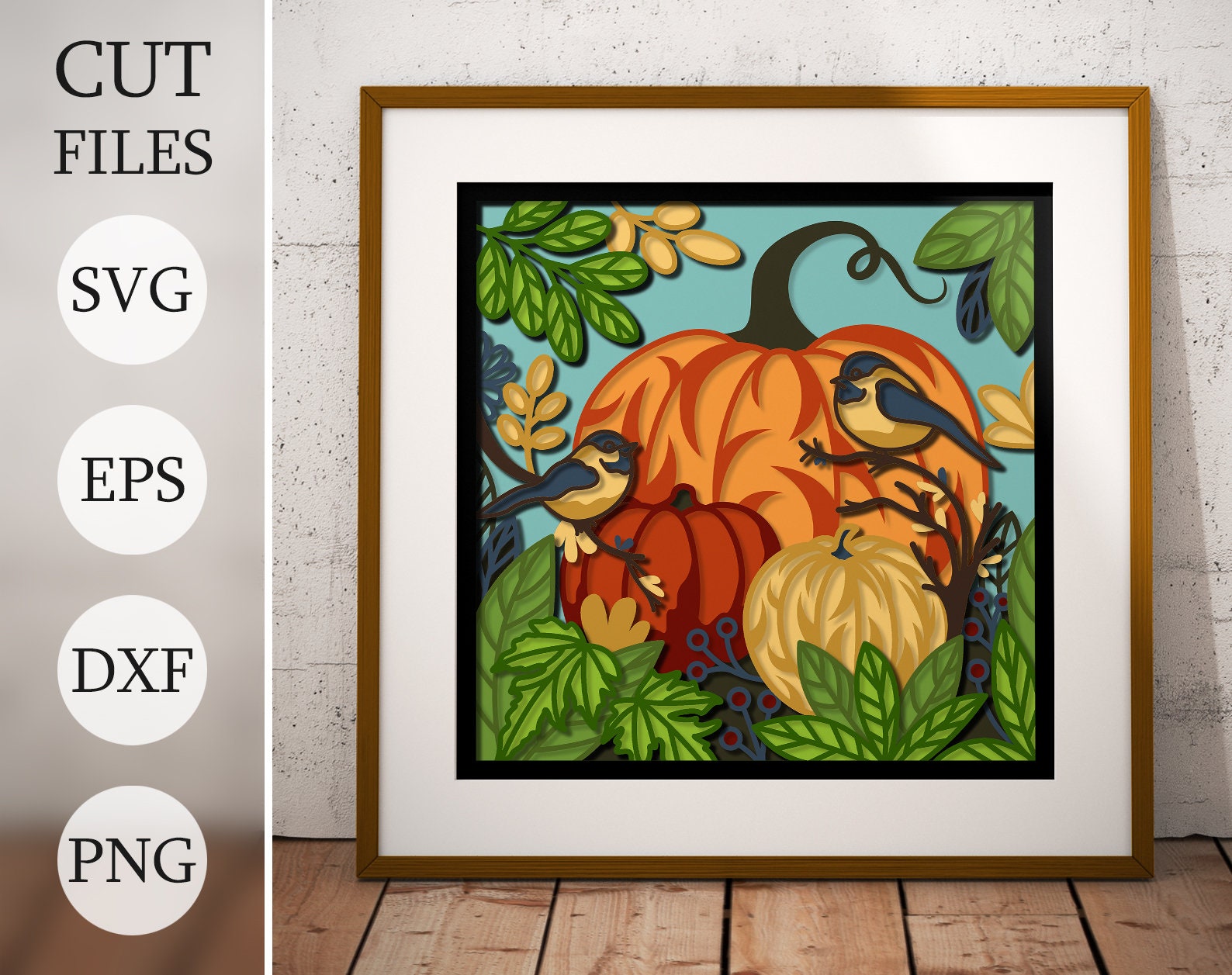 Pumpkins 3d Shadow Box SVG Birds Layered Files for Cricut - Etsy