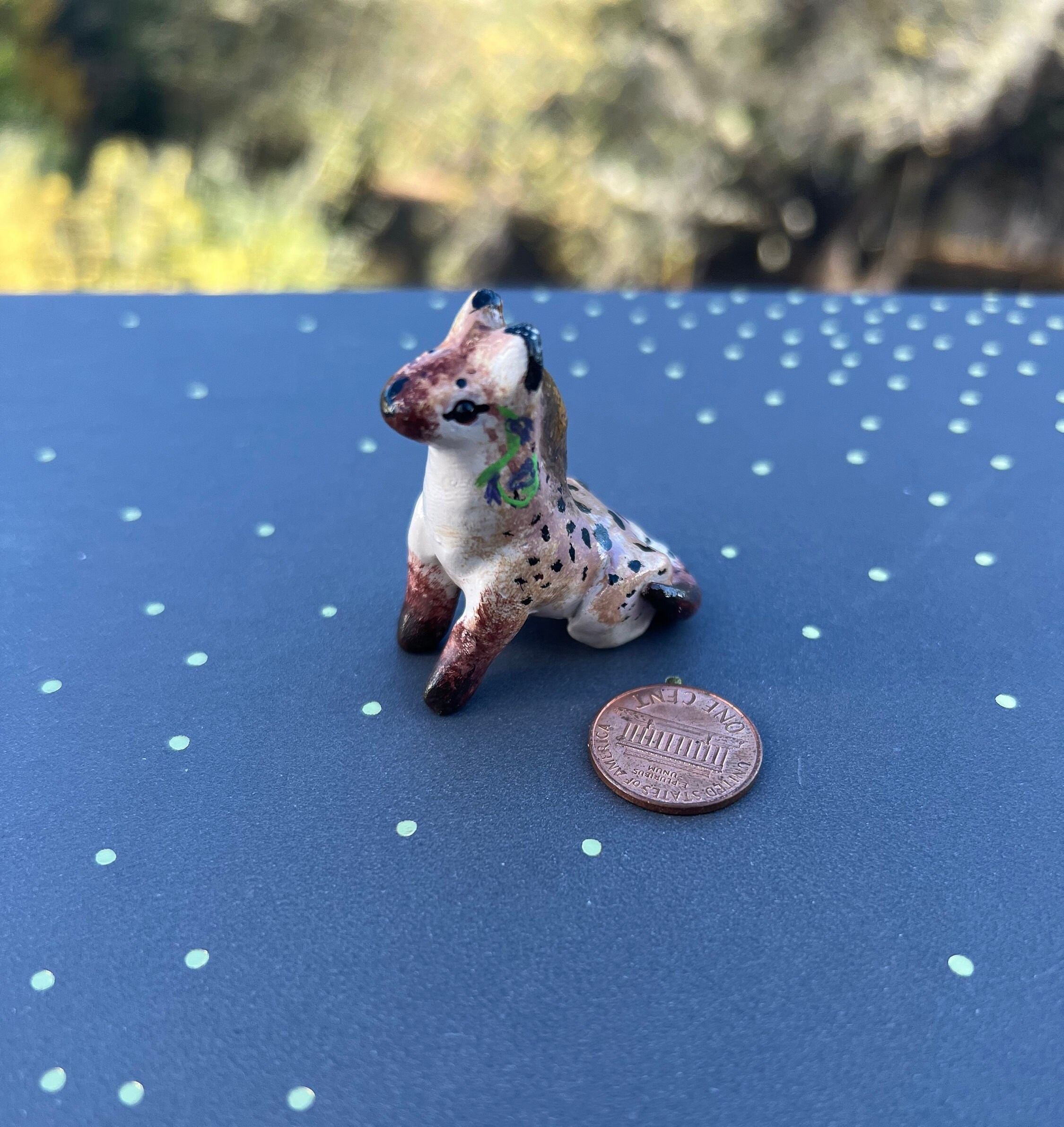 Handmade Clay Flowering Hyena Figurine - Etsy