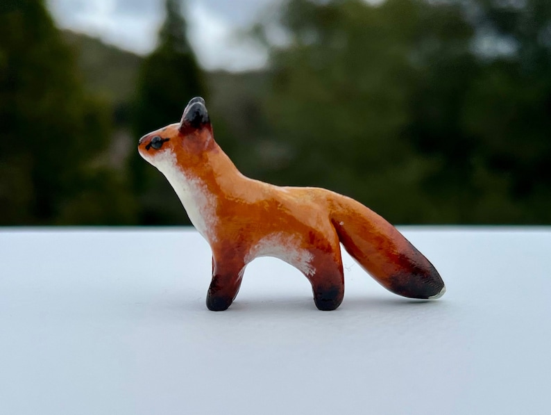 Handmade Red Fox Clay Figurine Standing - Etsy