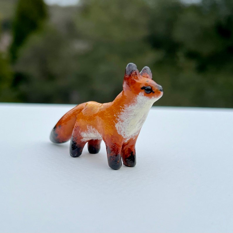 Handmade Red Fox Clay Figurine Standing - Etsy