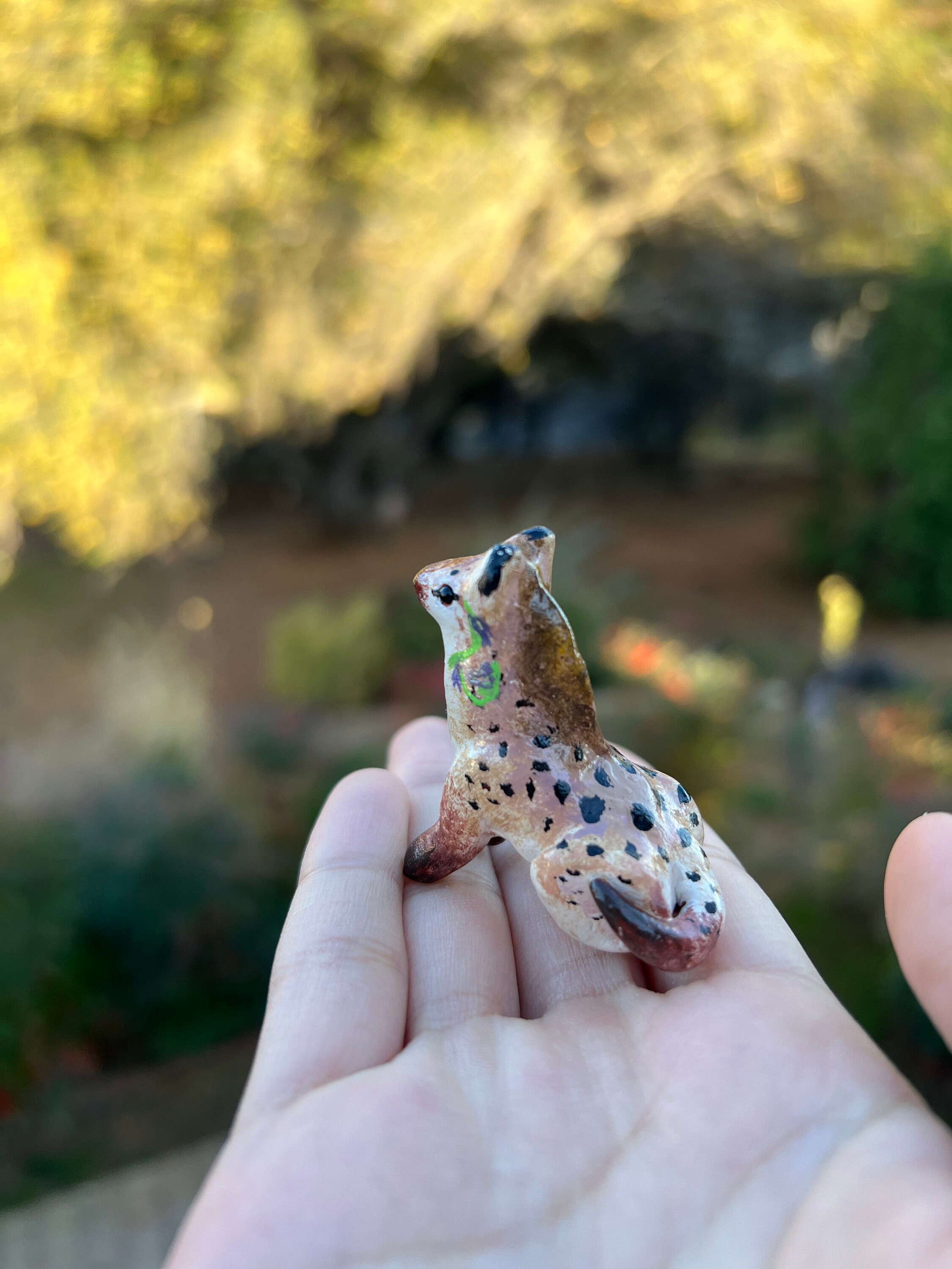 Handmade Clay Flowering Hyena Figurine - Etsy
