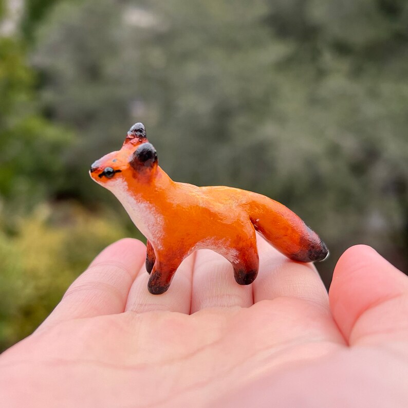Handmade Red Fox Clay Figurine Standing - Etsy