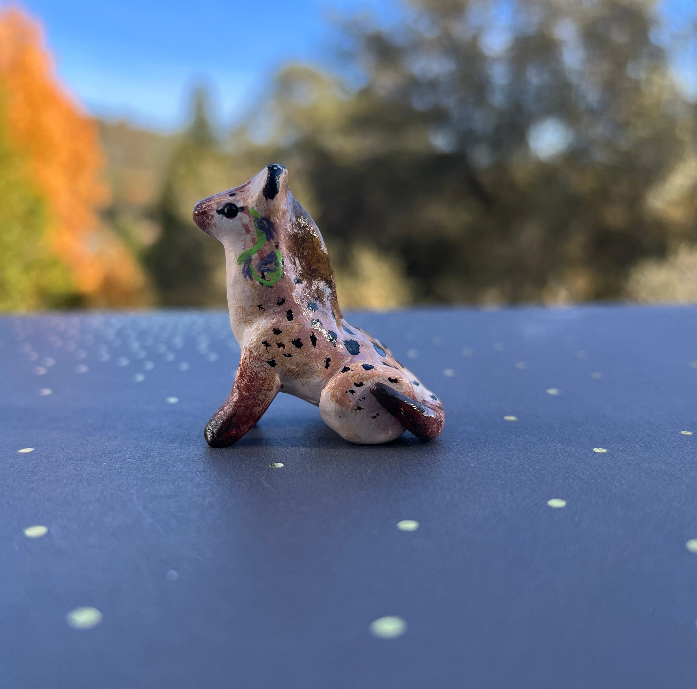 Handmade Clay Flowering Hyena Figurine - Etsy