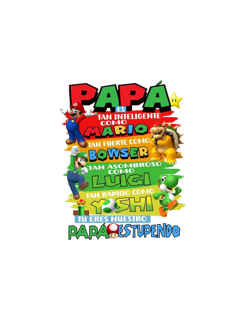 Super Dad PNG/JPG/PDF, Super Mario Dad (spanish) - Etsy