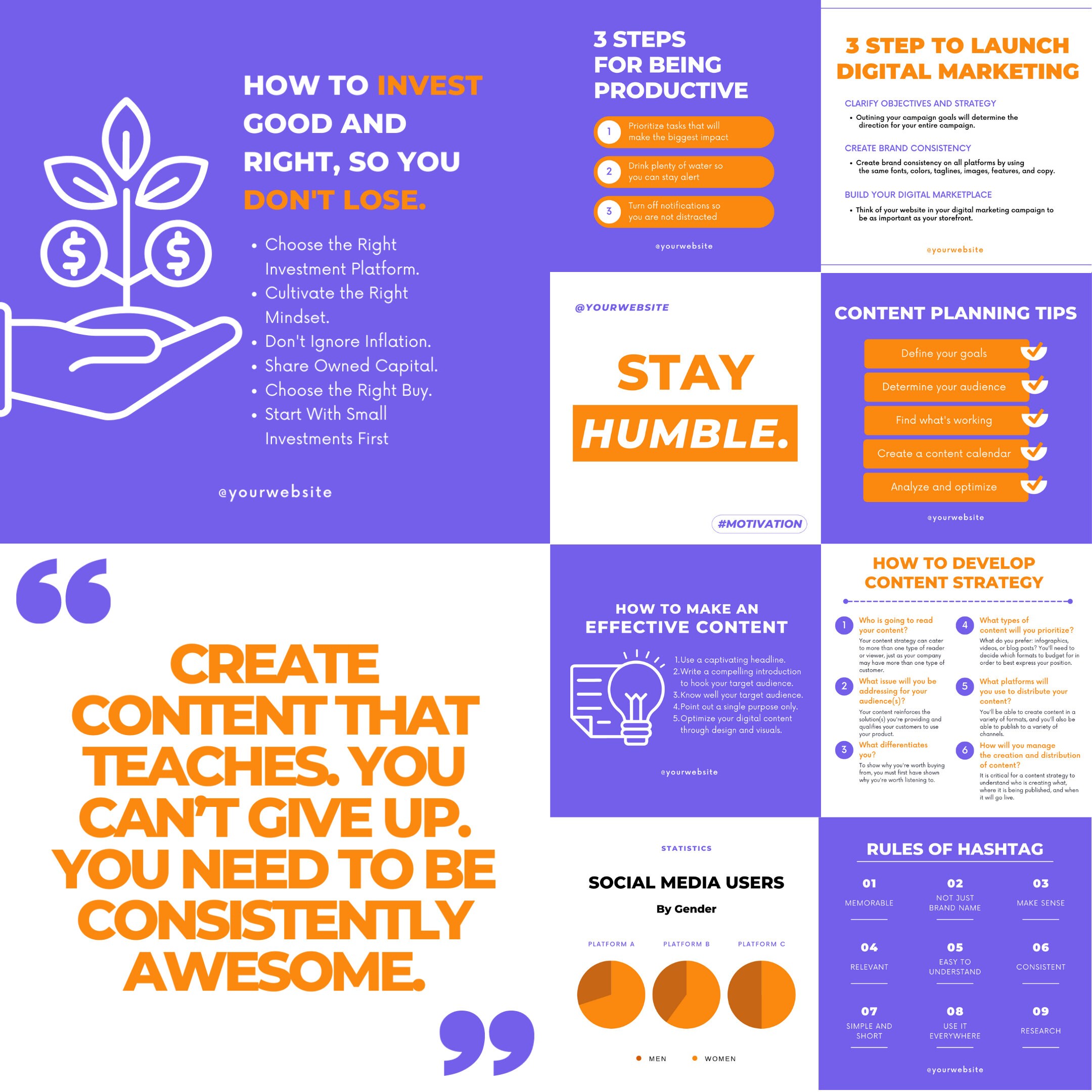 100 Instagram Templates | Digital Marketing Social Media Post Templates ...