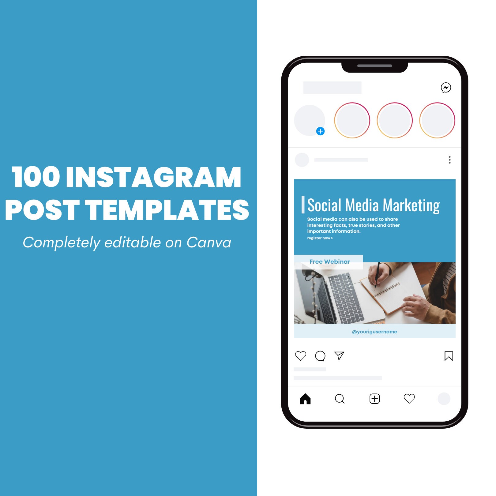 100 Instagram Templates | Digital Marketing Social Media Post Templates ...