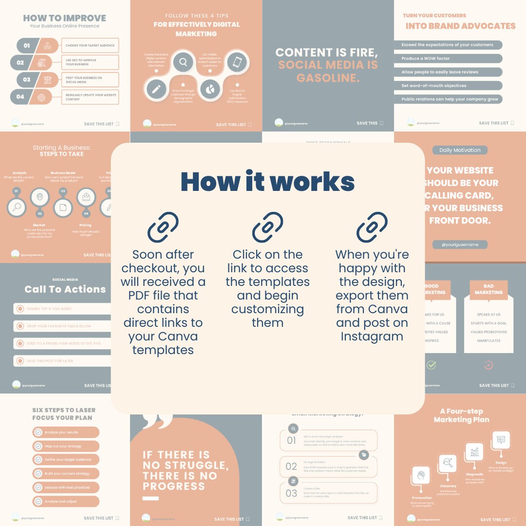 100 Instagram Templates | Digital Marketing Social Media Post Templates ...