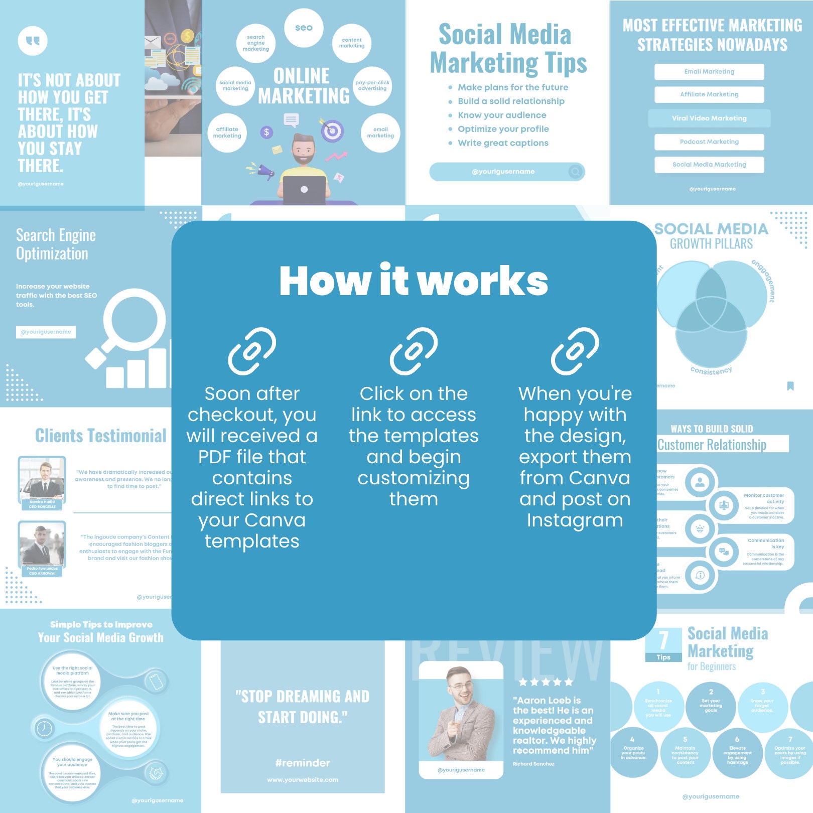 100 Instagram Templates Digital Marketing Social Media Post - Etsy