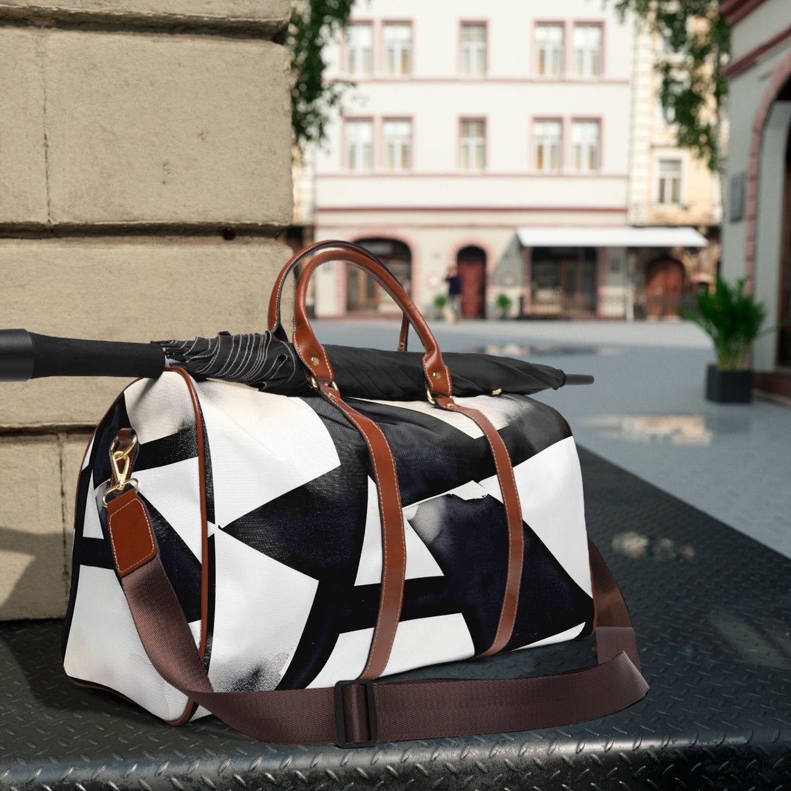 Black and Tan | Waterproof Weekender Travel Bag |overnight Bag | Duffle ...