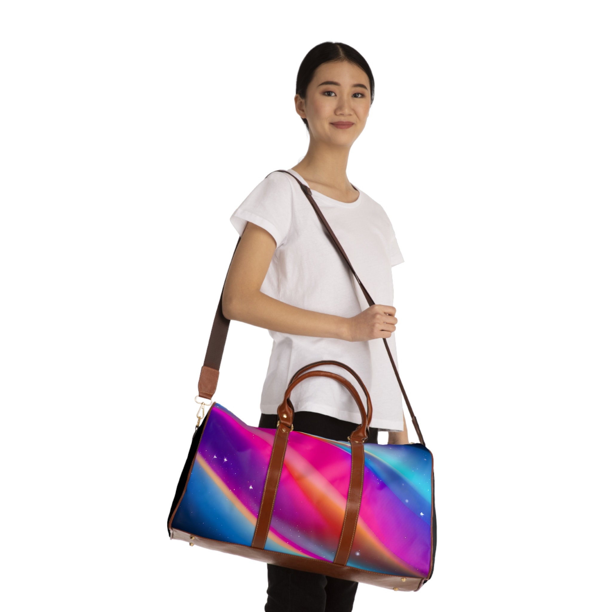 Galactic Space Rainbow Suitcase, Waterproof Weekender Travel Bag ...