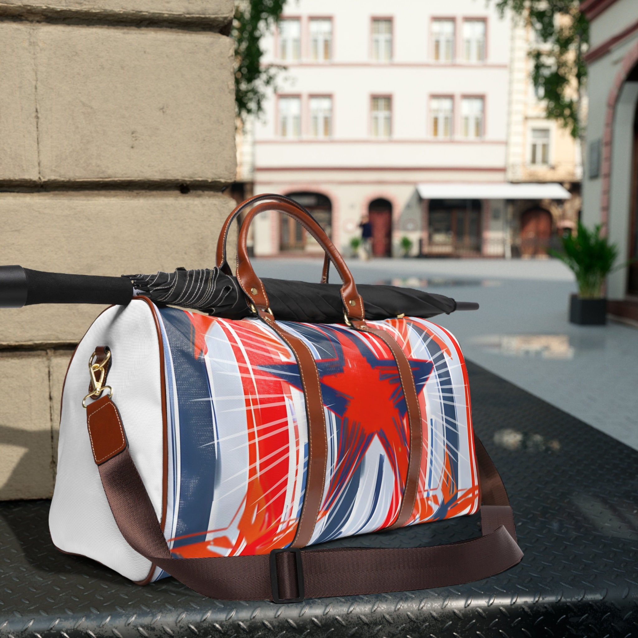 Patriotic Red White Blue Suitcase, Waterproof Weekender Travel Bag ...