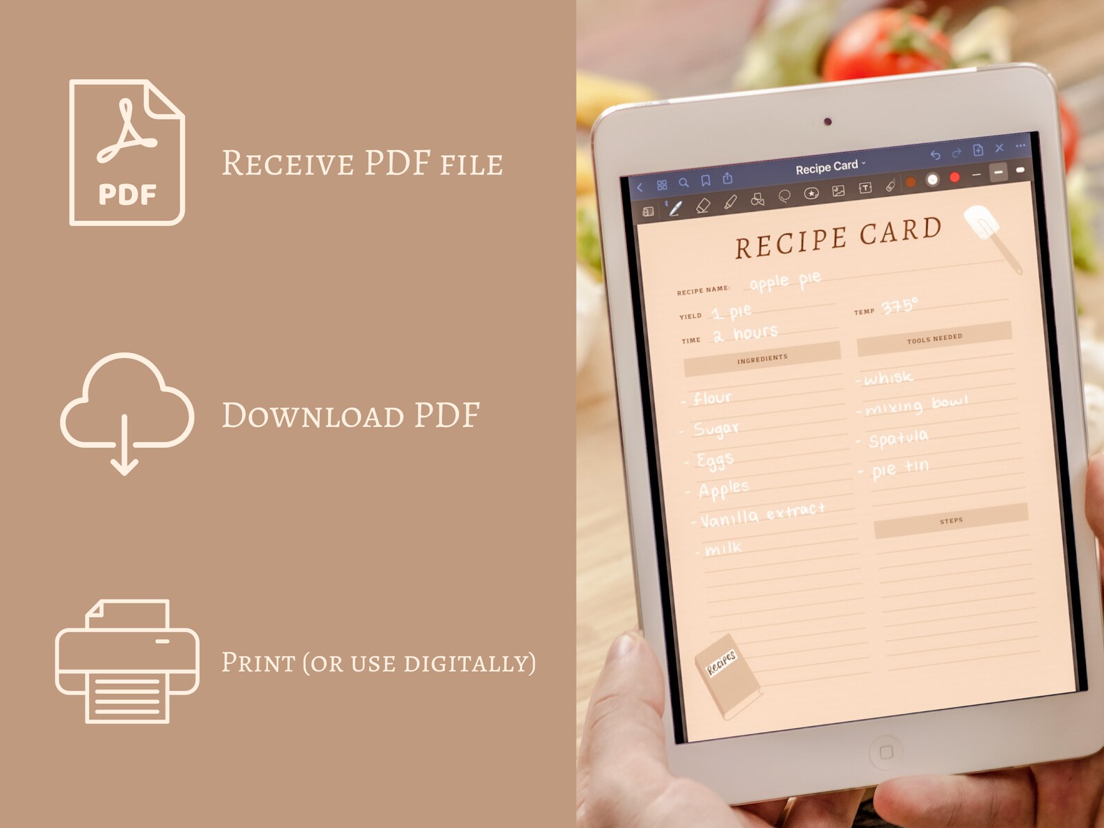 Recipe Page Printable, Recipe Card Printable, Blank Recipe Card, Cute ...